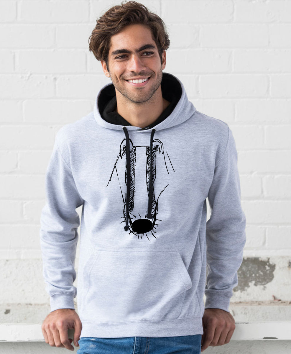 Badger print hoodie, Grey/Black - unisex fit hoody - Artsy clothing ...