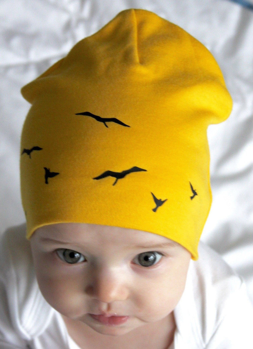 Yellow birds beanie hat – ARTsy clothing