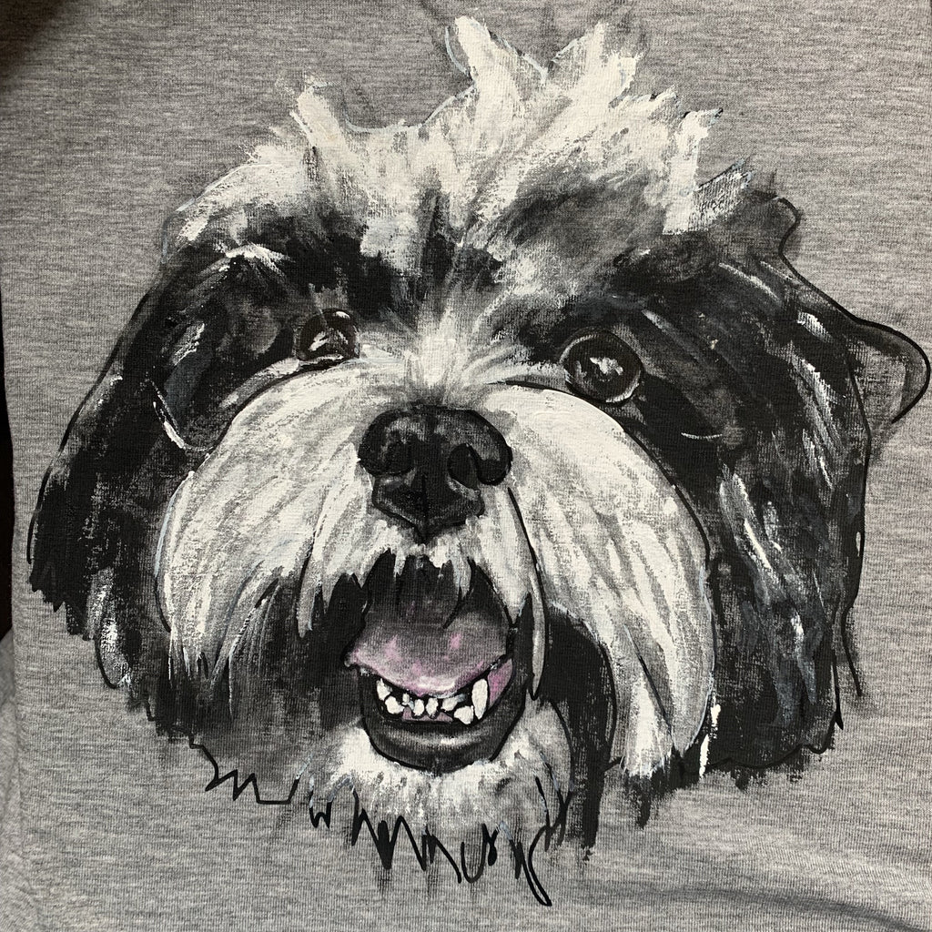 Custom painted pet portrait t-shirt - wearable artwork - your dog ...