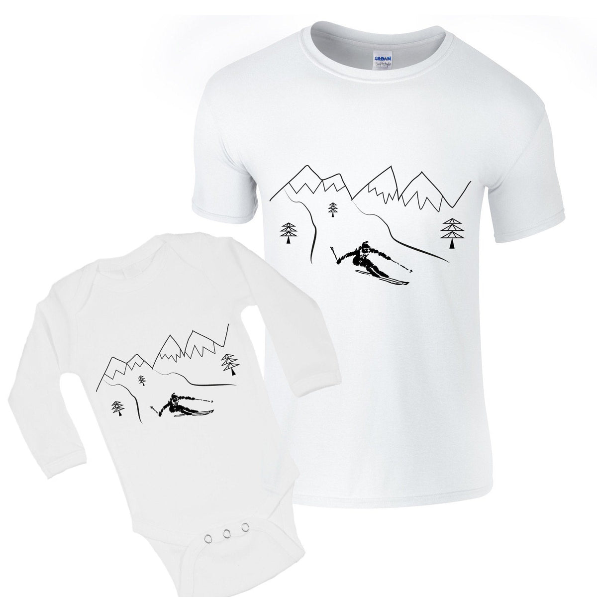Skiing matching baby daddy shirts – ARTsy clothing